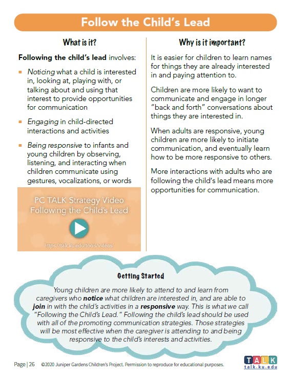 Follow the Child's Lead - TALK