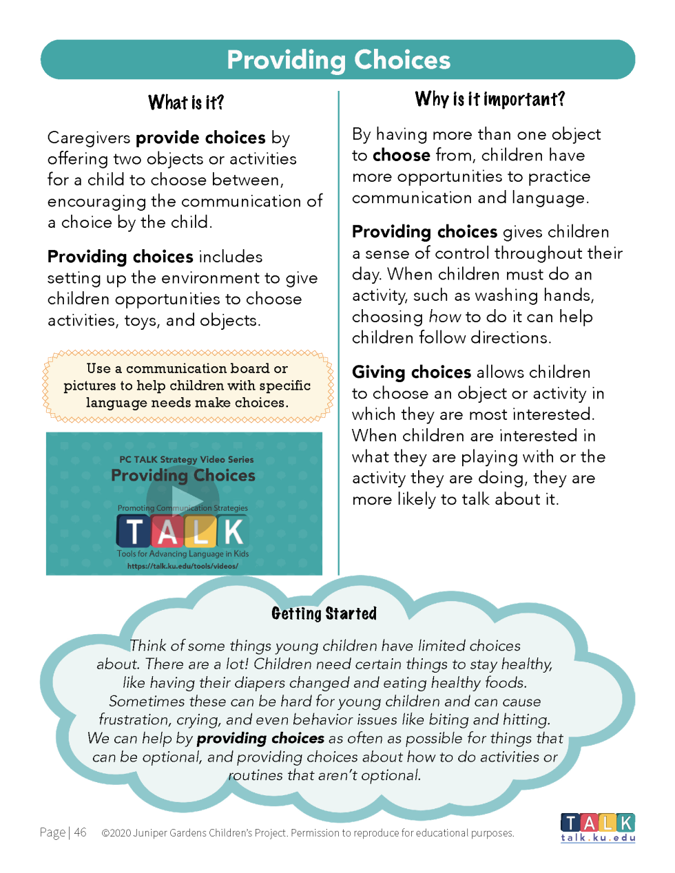 Strategy Handouts - TALK